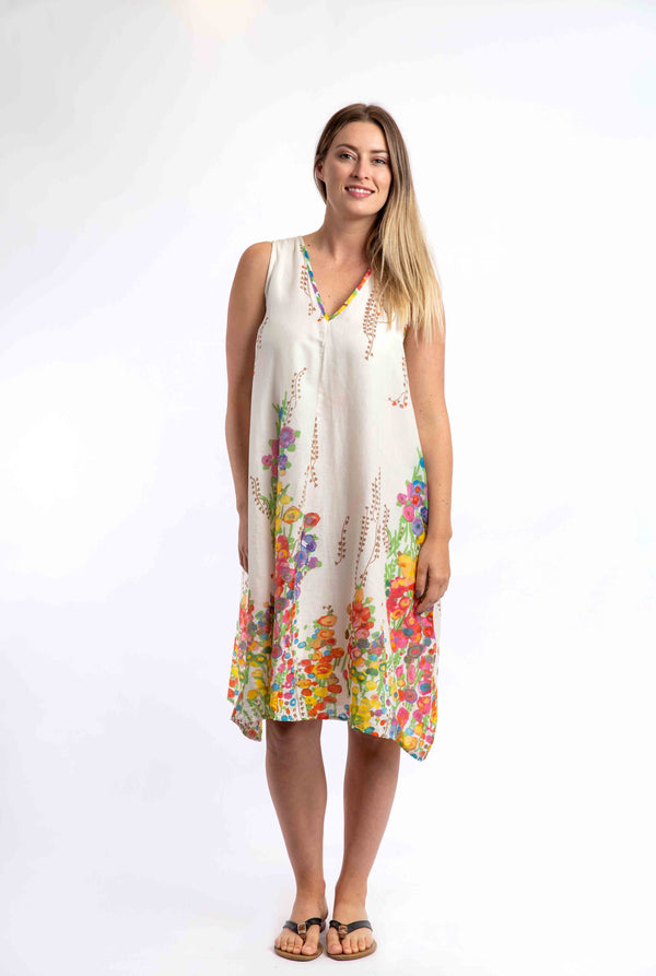 Coolum Dress in Vanilla Spring - Colourful Cottons